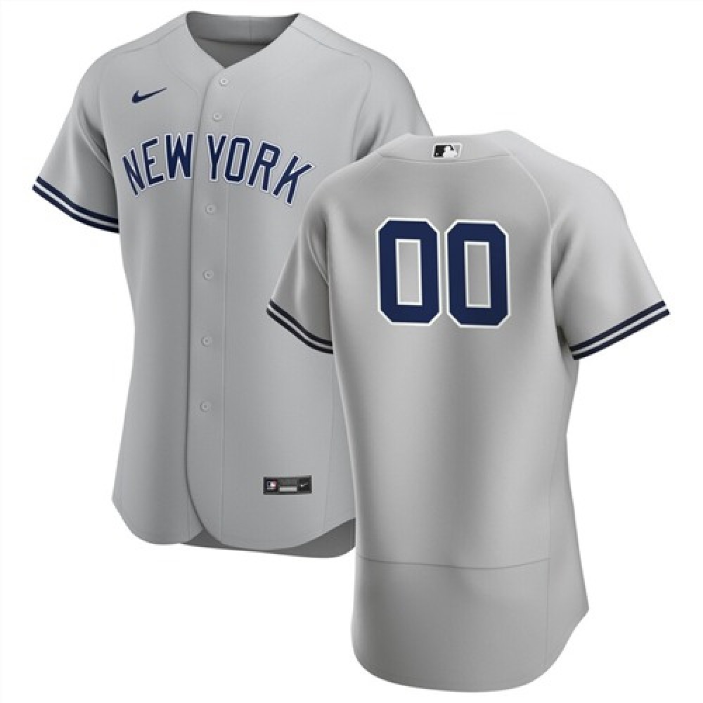 Men's New York Yankees Grey Customized Stitched MLB Jersey ...